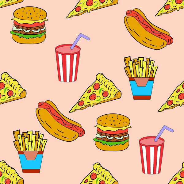 seamless pattern with fast food and drink. vector illustration - Stock ...