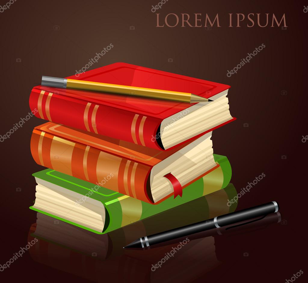 Three books with pencil and pen Stock Vector Image by ©bastinda18 ...