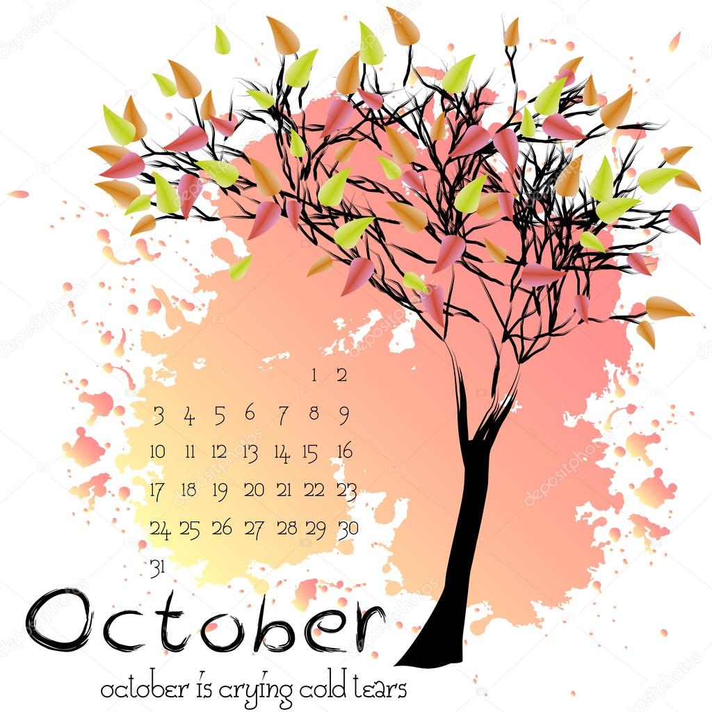 Abstract nature background with autumn tree. October Stock Vector Image ...