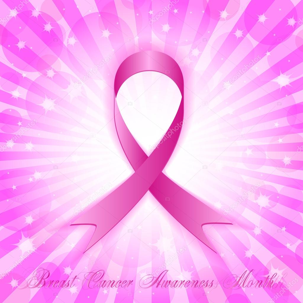 Pink ribbon on striped backdrop. Breast Cancer Awareness Month — Stock ...