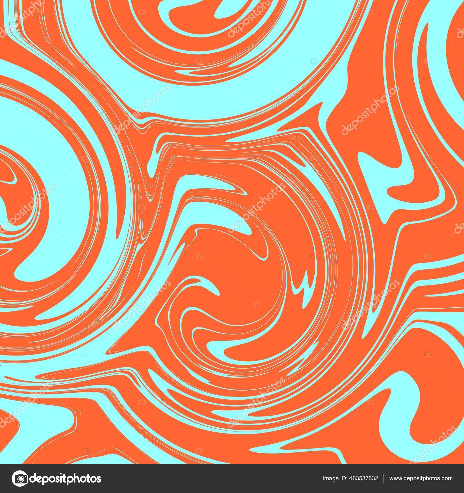 Blue Orange Color Psychedelic Fluid Art Abstract Background Concept ...