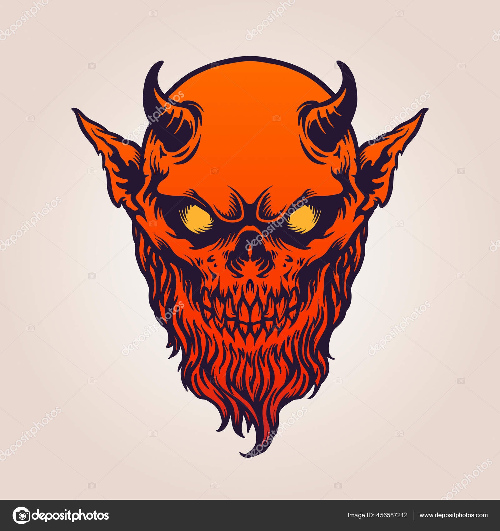 Red Devil Satan Horn Beard Illustrations Your Work Logo Mascot — Stock ...