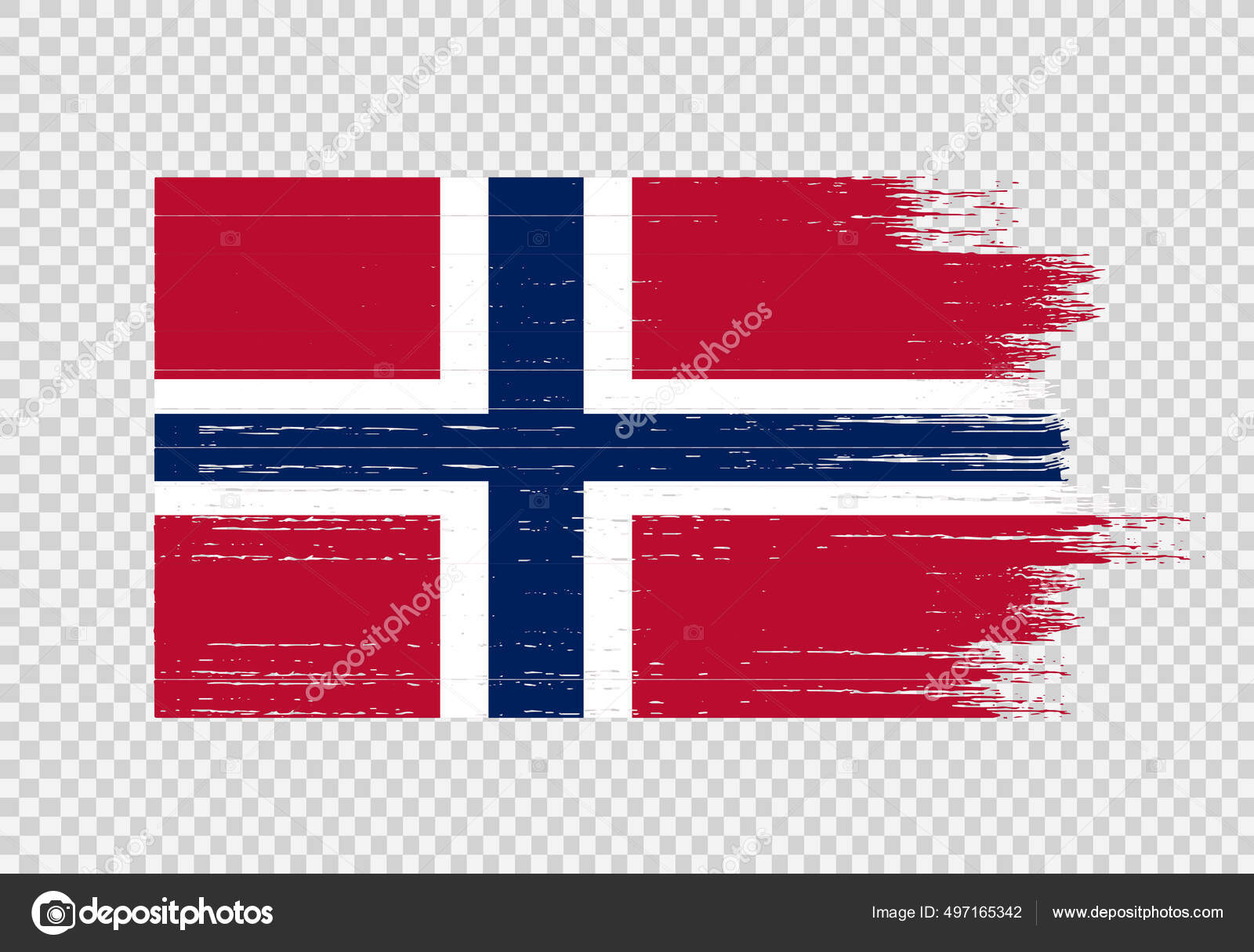 Norges Flagg Med Penselmaling Isolert Png Eller Transparent Bakgrunn Norges stockvektor ...