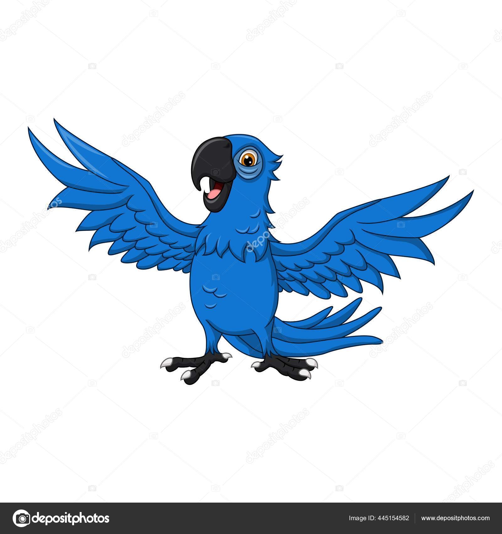 Vector Illustration Cartoon Happy Blue Macaw White Background Stock ...