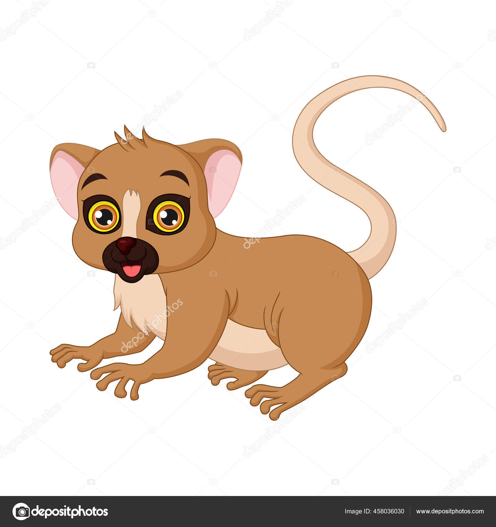 Ilustración Vectorial Del Lémur Ratón Dibujos Animados Sobre Fondo ...