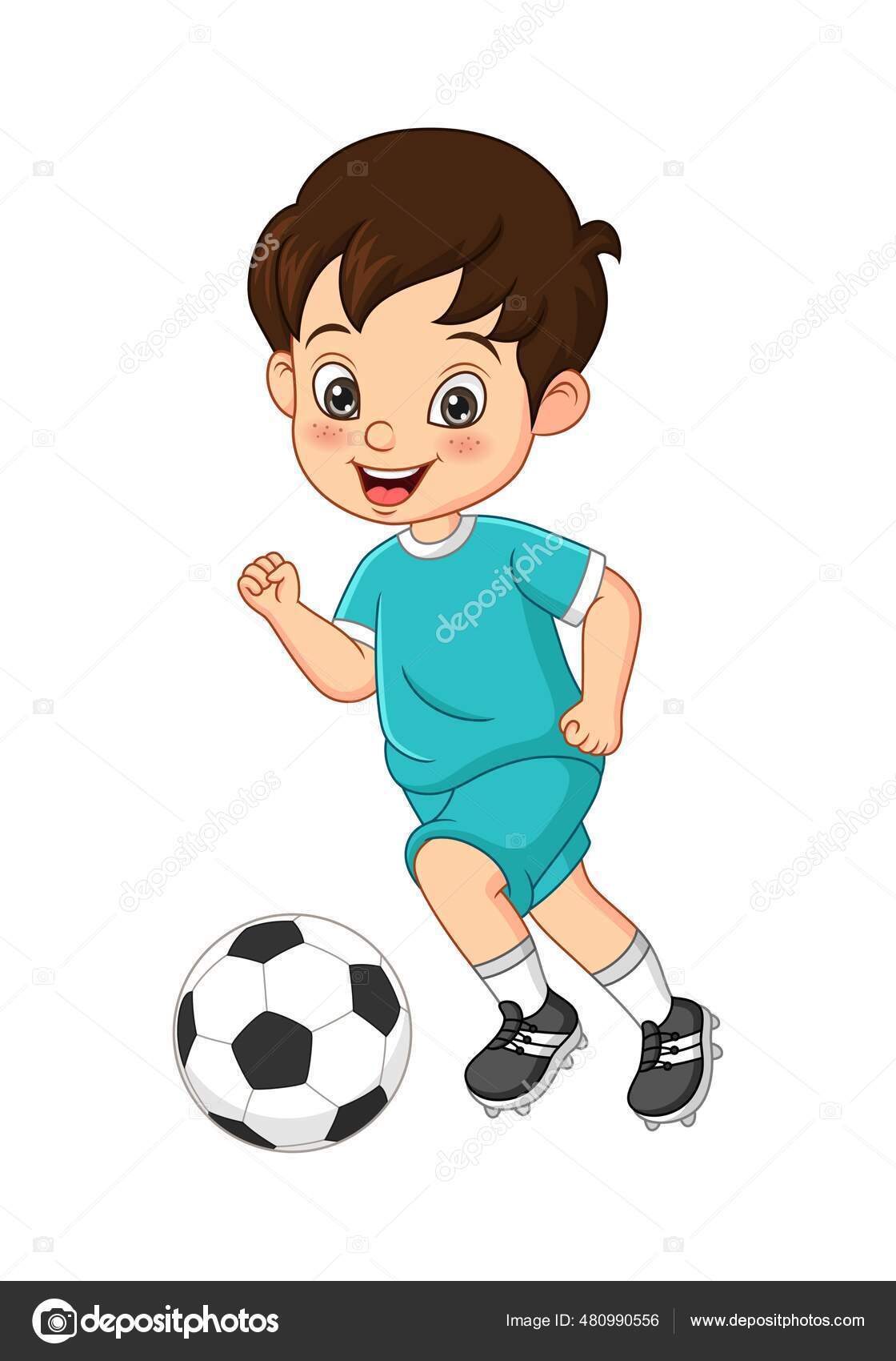 Cartoon Jongen Voetbal 8 Stuks Voetbal Figuur Cartoon Figuur Vorm