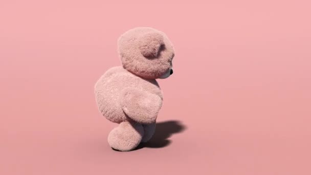 Teddy bear dancing on a pink screen. Toy bear seamless loop. Animation ...