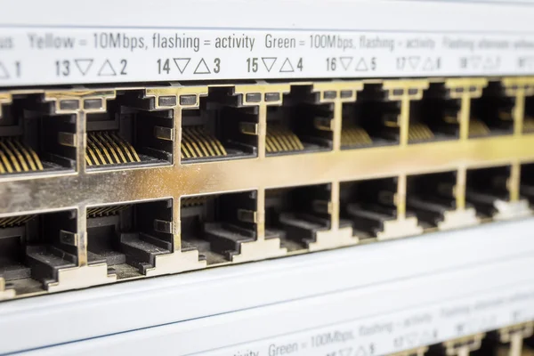 Close-up partially view of LAN network switch - Stock Image - Everypixel