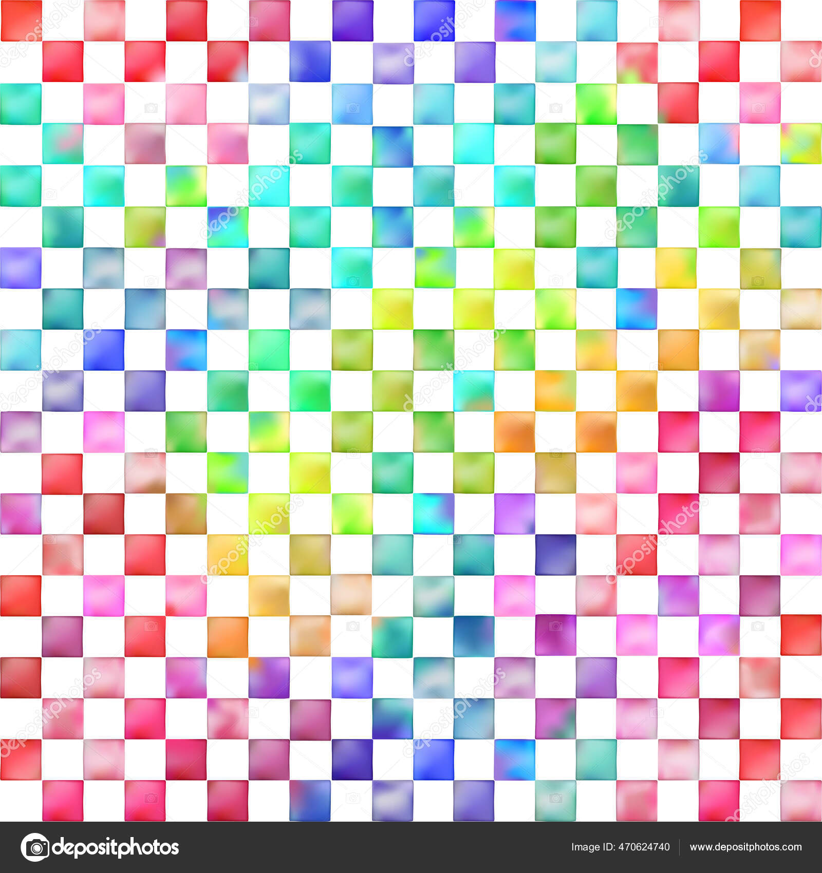 Vector Watercolors Vibrant Rainbow Colors Checker Seamless Pattern ...