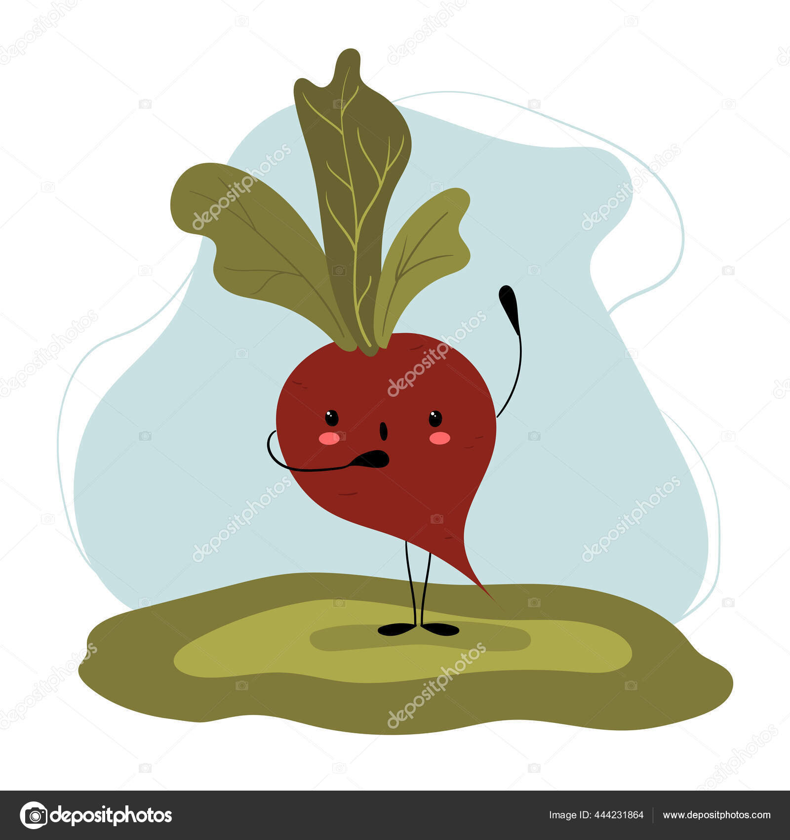 Cute Vector Illustration Beet Character Isolated White Background ...