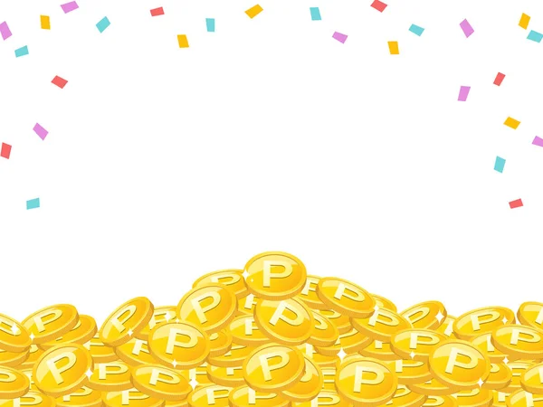 Background Frame Colorful Confetti Many Gold Coins Piled Mountain ...