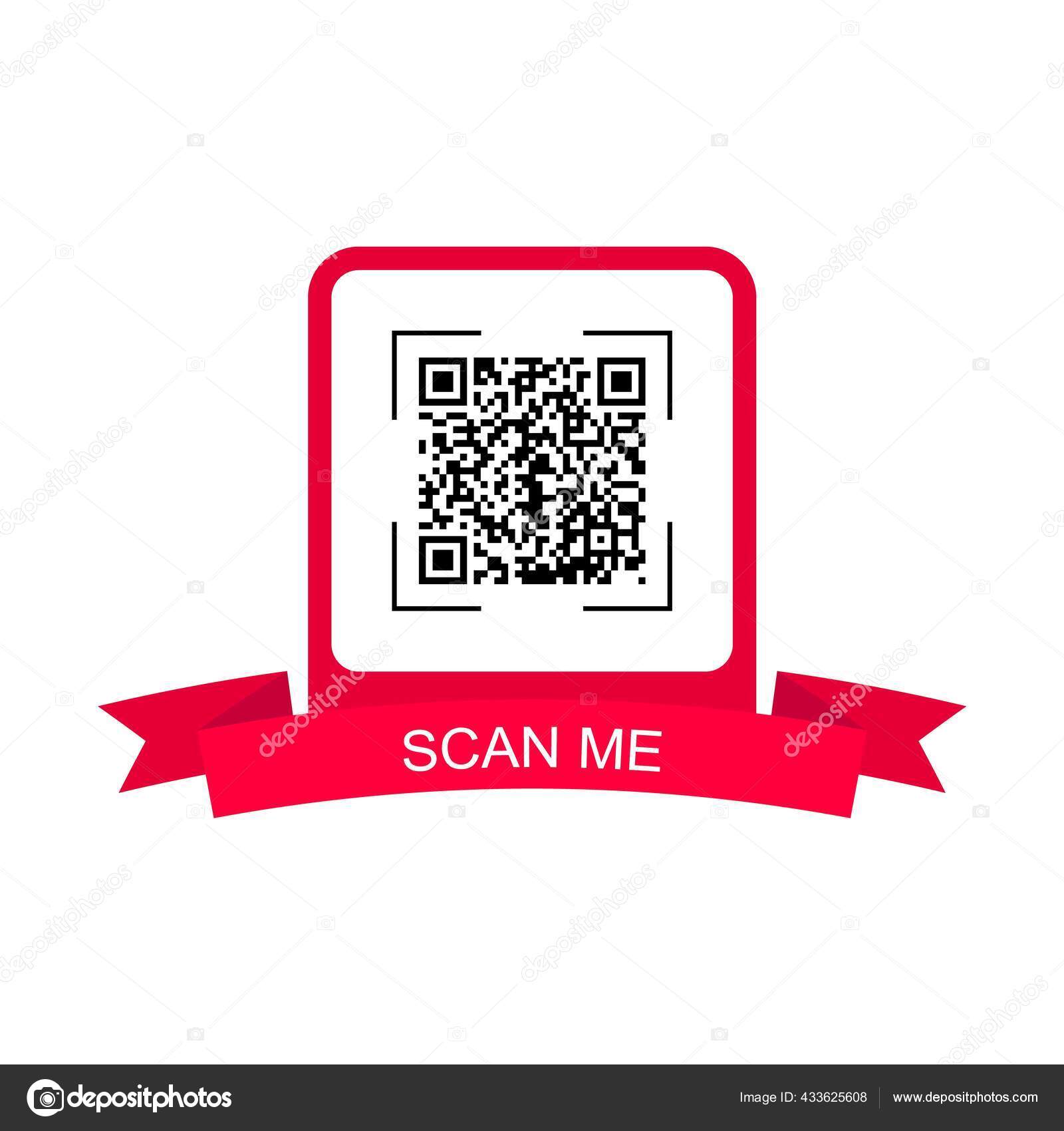 Red Frame Ribbon Code Creative Concept Code Scan Vector Stock Vector by ...