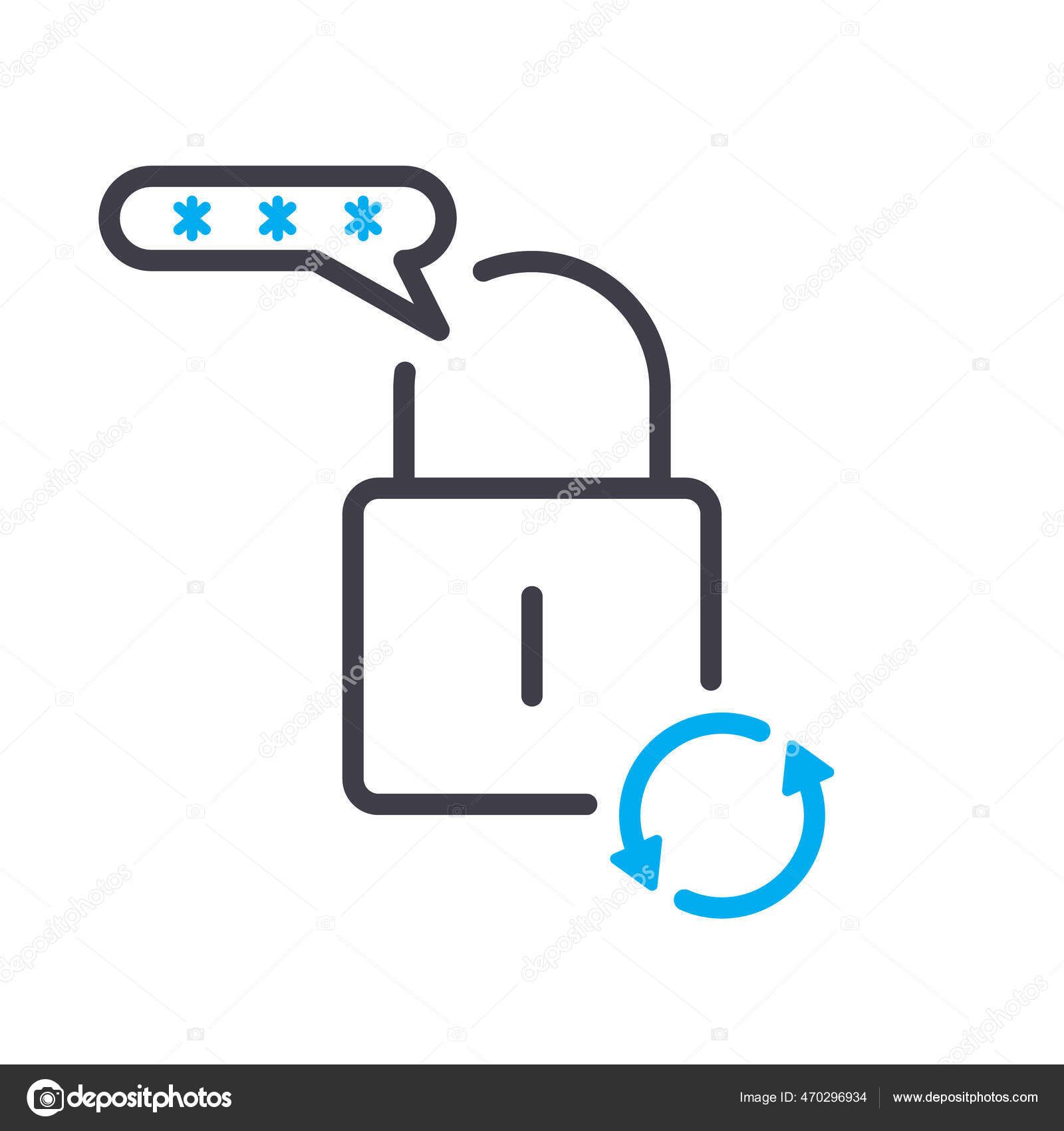Change Password Linear Icon. Password Reset Line Icon. Circular Arrow. Lock Reload concept ...
