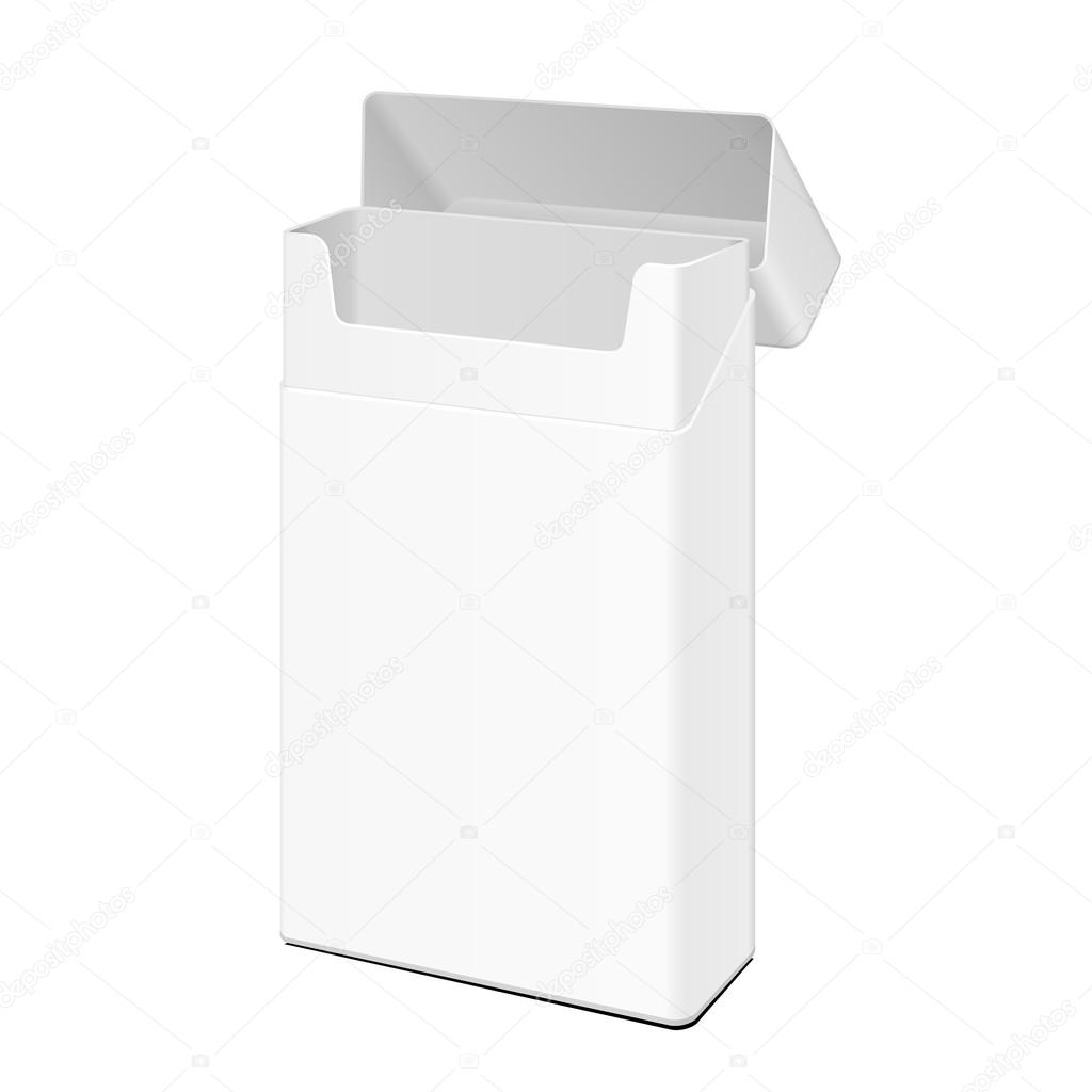 Abierto en blanco amplio blanco Slim Cigarettes Pack Box. Ilustración ...