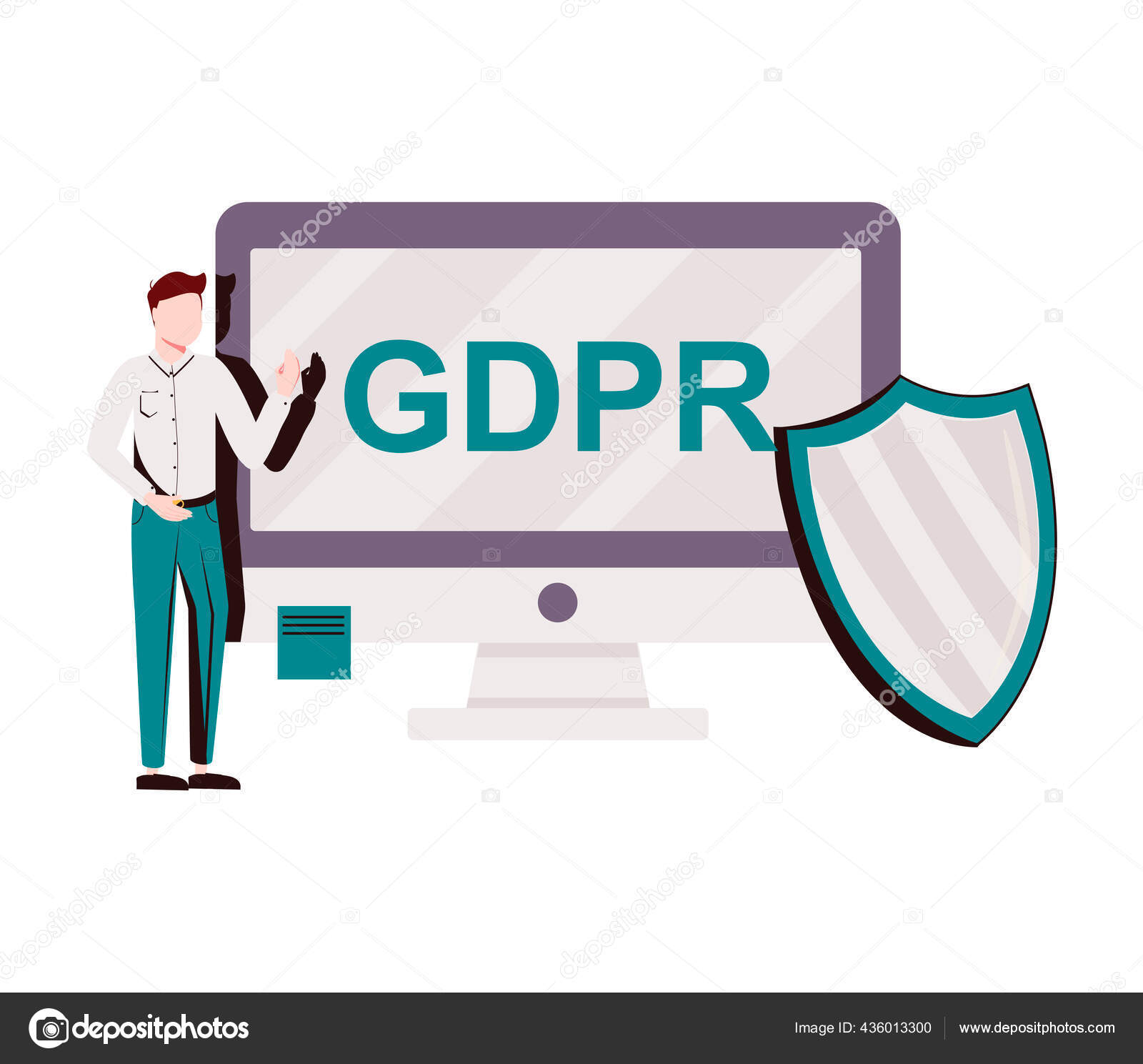 Personaje de dibujos animados positivo con un escudo delante del ...