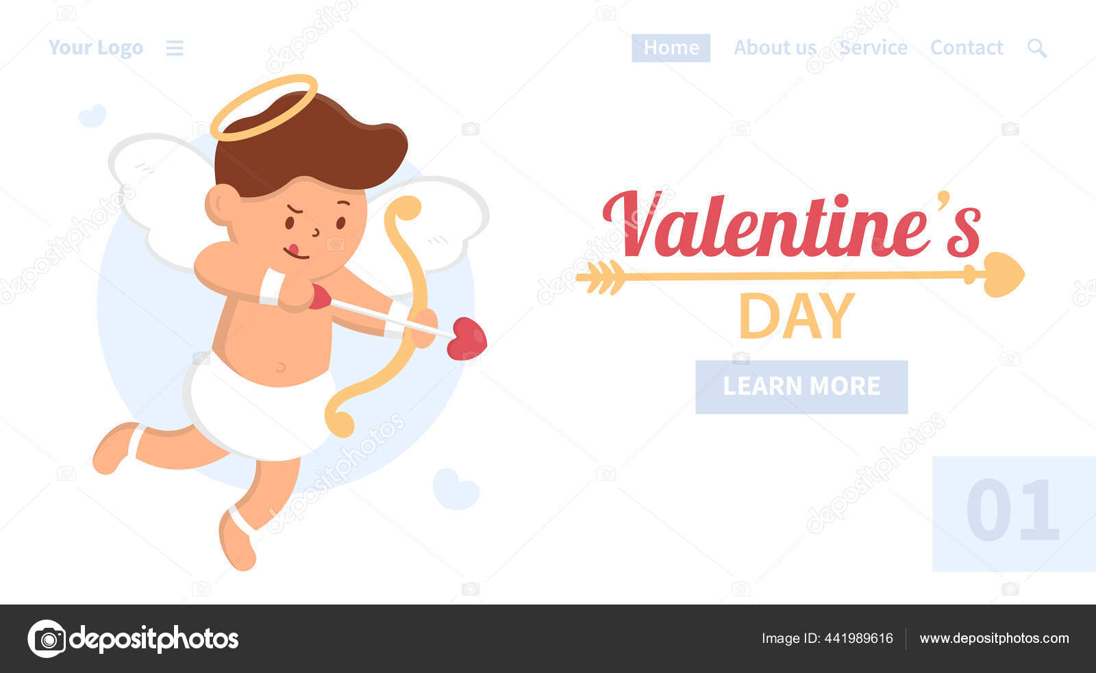 Vector Concept First Page Site Valentine's Day Boy Cupid Halo Stock ...