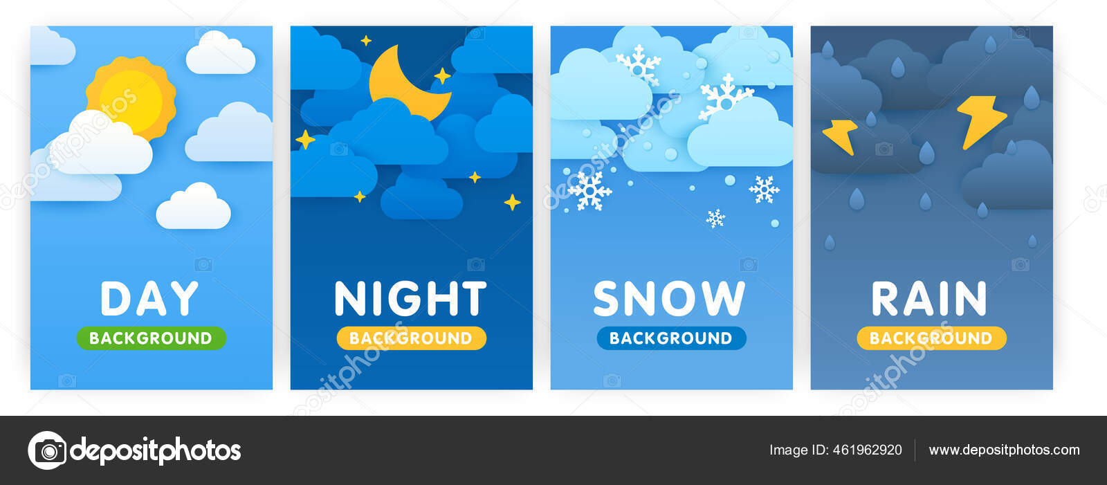 Paper Cut Weather Vertical Posters Concept Weather Forecast App Widgets ...