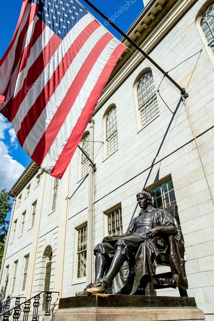 John Harvard statue in Harvard University in Cambridge, MA Stock Photo ...