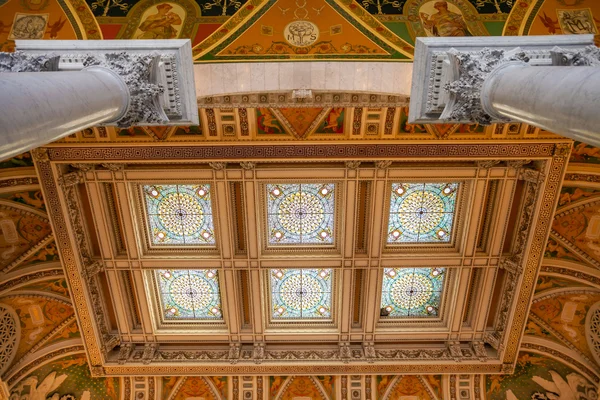 Main Hall of the Library of Congress ceiling DC — Stock Photo ...