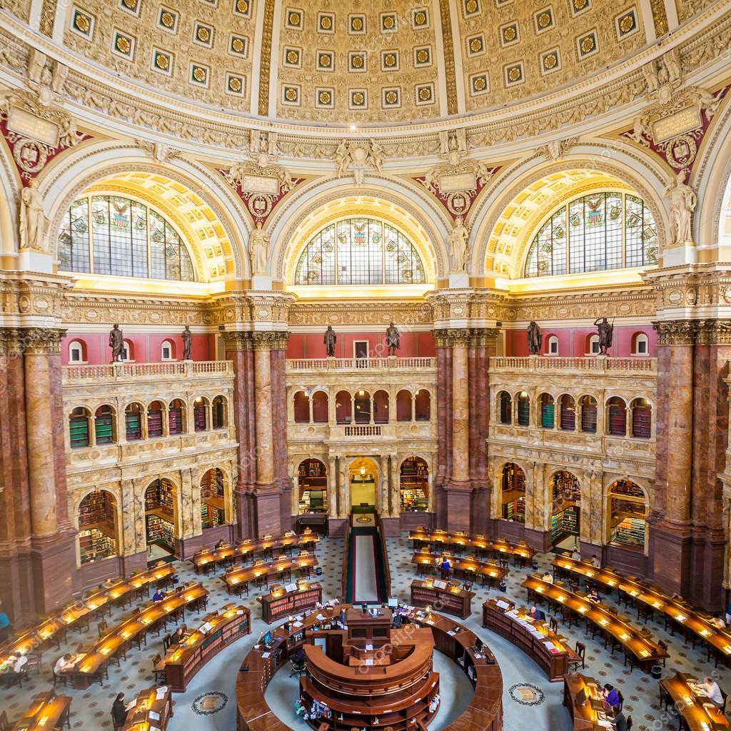 Main Hall of the Library of Congress ceiling DC — Stock Photo ...