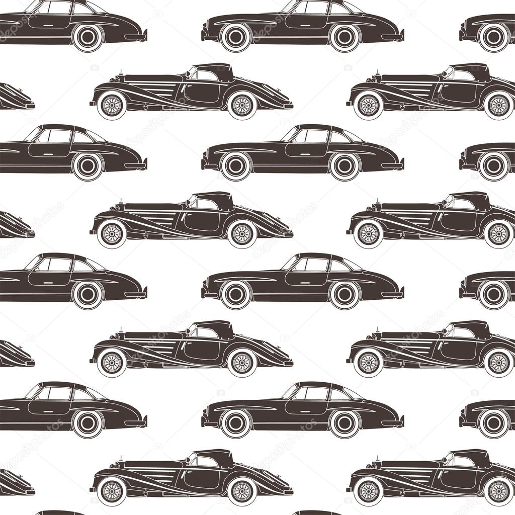 Silhouette history cars | Silhouette of vintage cars pattern — Stock ...