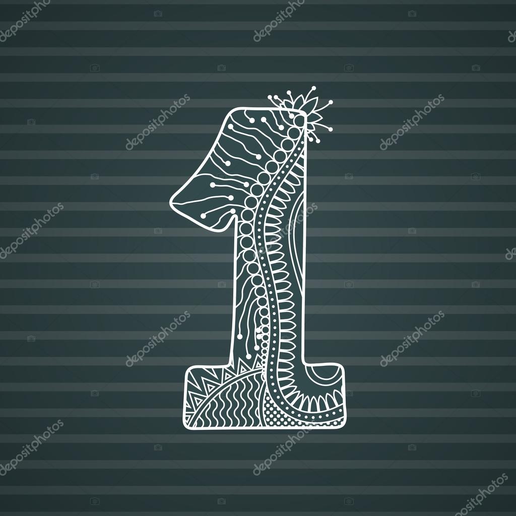 Zentangle number. Vector decorative number. Stock Vector Image by ...