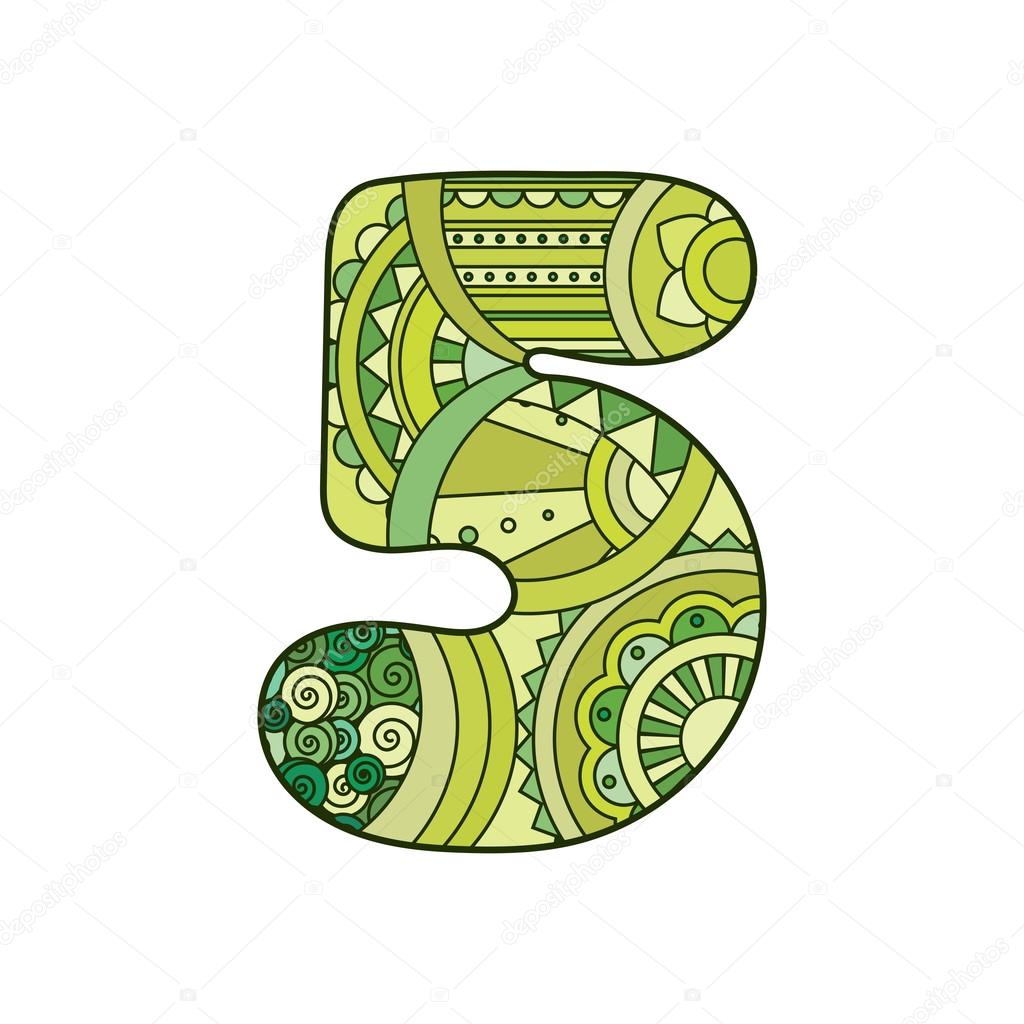 Zentangle number. Vector decorative number. Stock Vector Image by ...