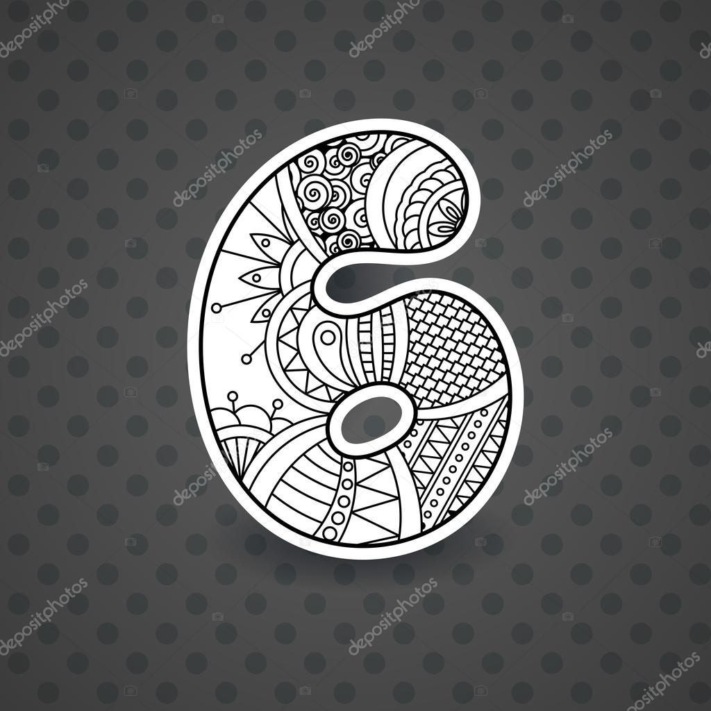 Zentangle number. Vector decorative number. Stock Vector by ©Drekhann ...