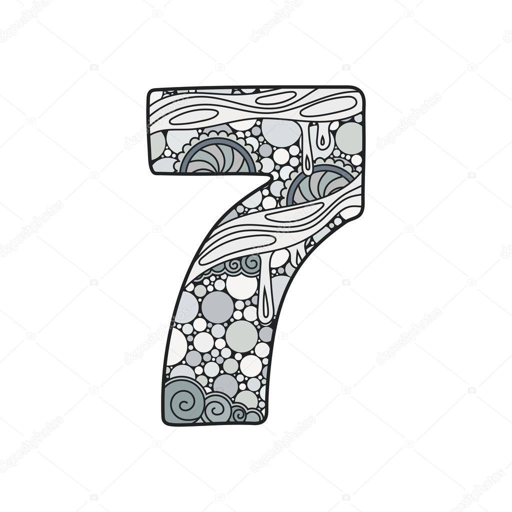 Zentangle number. Vector decorative number. 스톡 벡터 - ©Drekhann 102393396