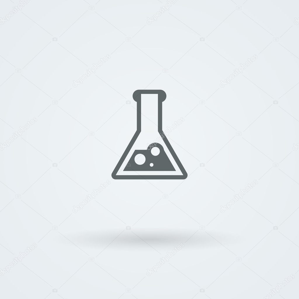 The flask with the boiling liquid. Science and laboratory icon, mono ...