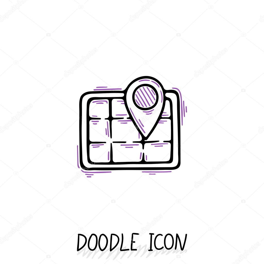 Doodle placering ikon. Kortpiktogram . Stock-vektor af ©Drekhann 105542002