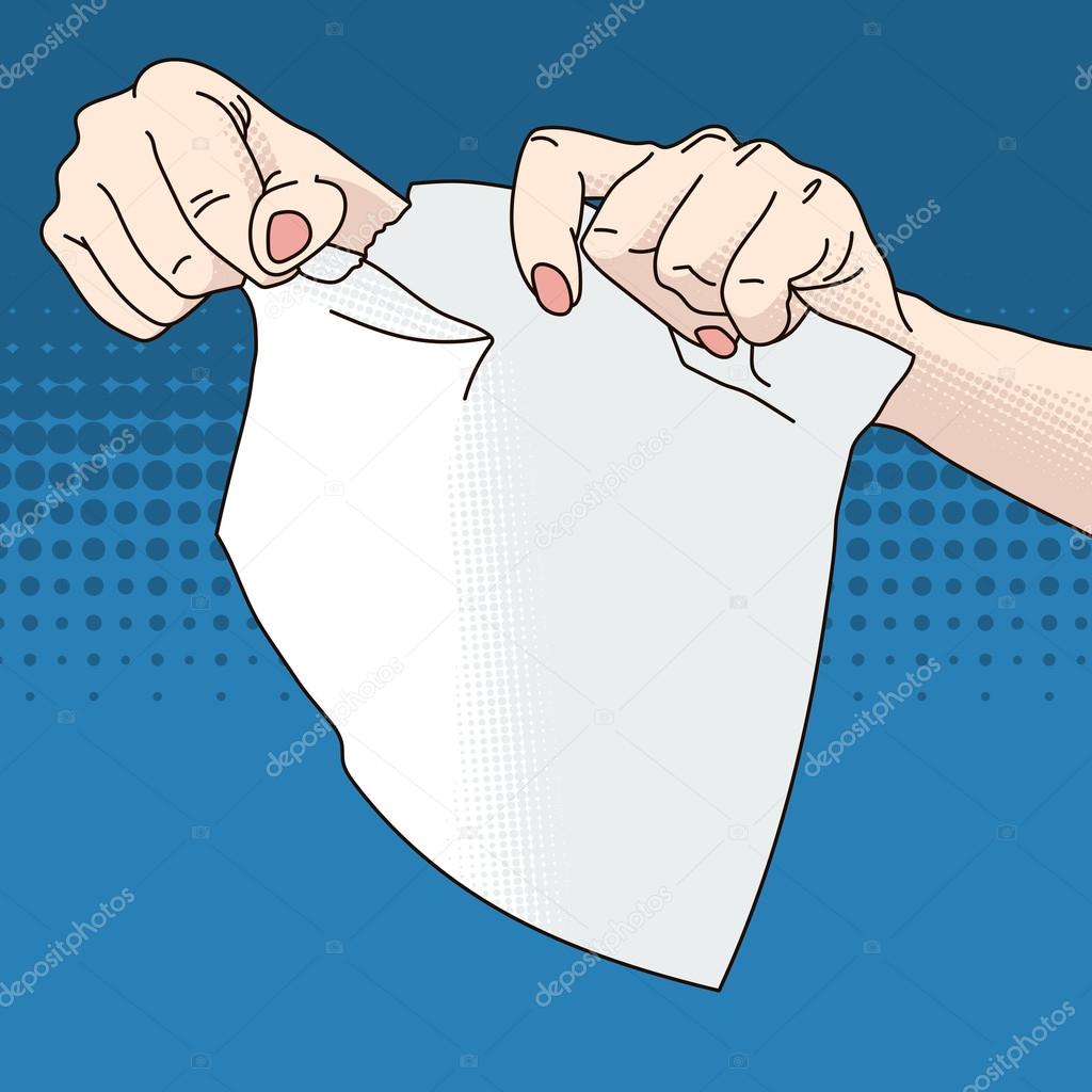 Illustration of female hands tearing paper Stock Illustration by ...