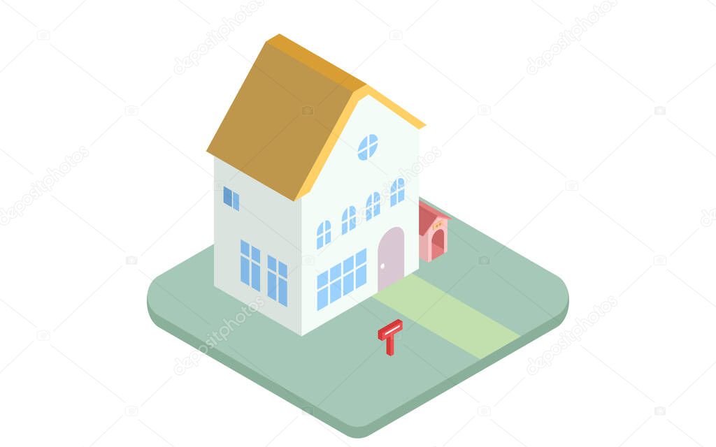 Icono ilustraci n de una casa isom trica de dos pisos 2024