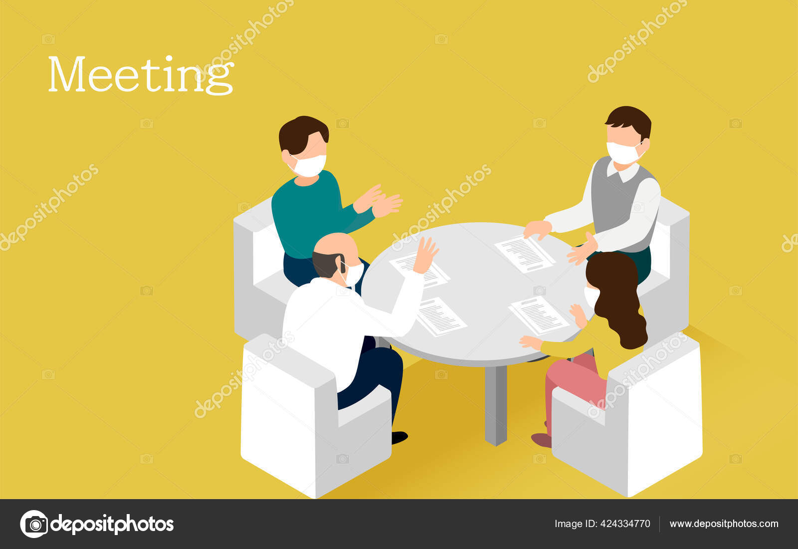 Illustration People Discussing Table Isometric Stock Vector by ©t_k_m ...