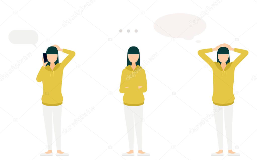 Conjunto de pose de la persona Llamar, callar, preocuparse 2024