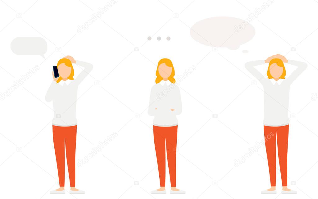 Conjunto de pose de la persona Llamar, callar, preocuparse 2022