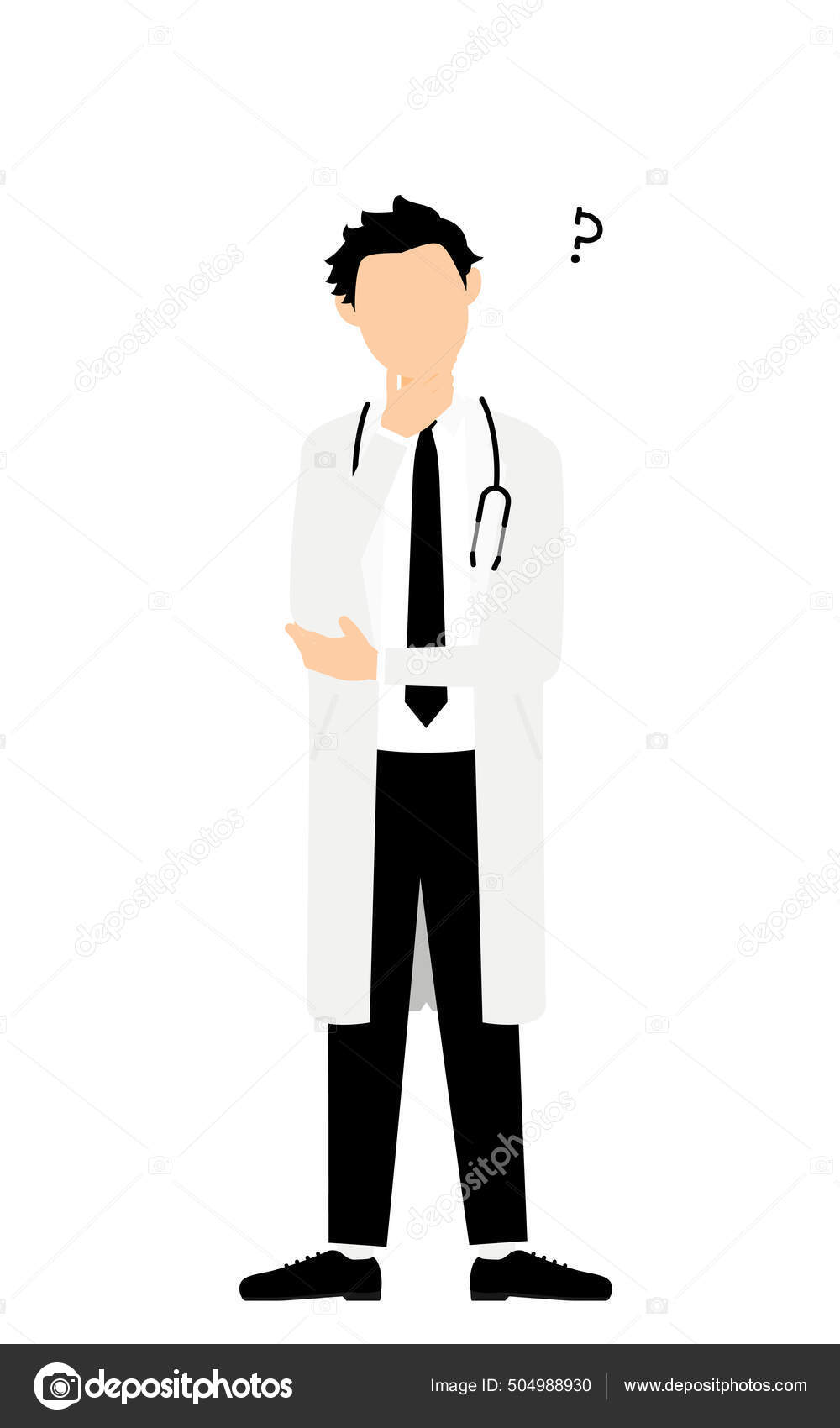 Pose Male Doctor White Coat Crossed Arms Questioning Stock Vector Image ...