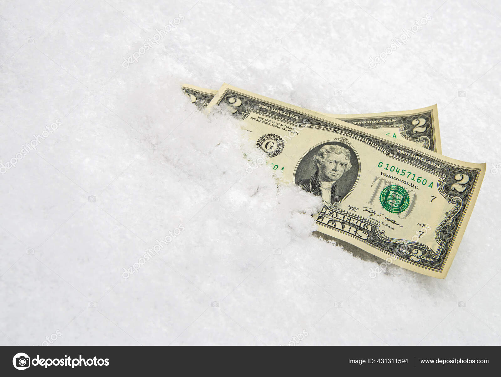 Dollar Snow Two Dollar Bills Financial Concept Stock Photo by ©ad-foto ...