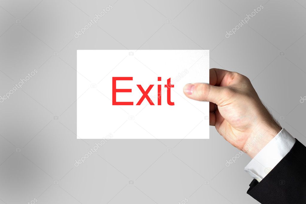Hand holding sign exit — Stock Photo © Imilian #64069789