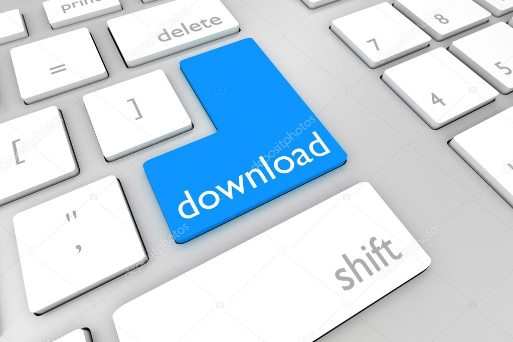 Keyboard with blue enter button download — Stock Photo © Imilian #80968090