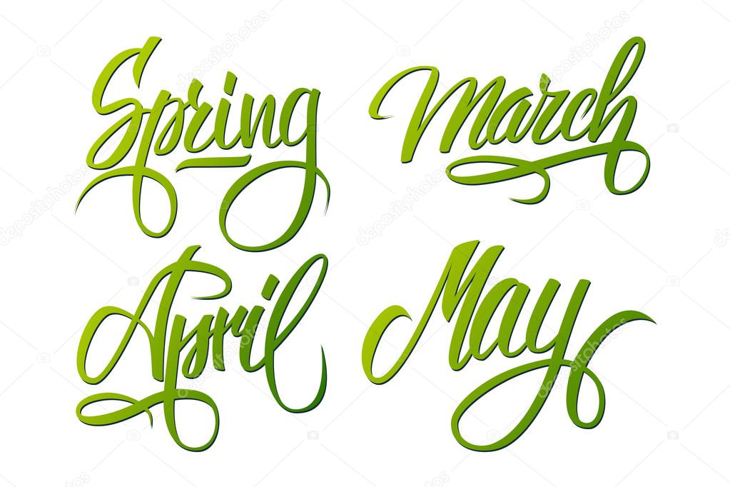 Primavera. Marzo, abril, mayo. Meses de primavera. Letras del mes de ...