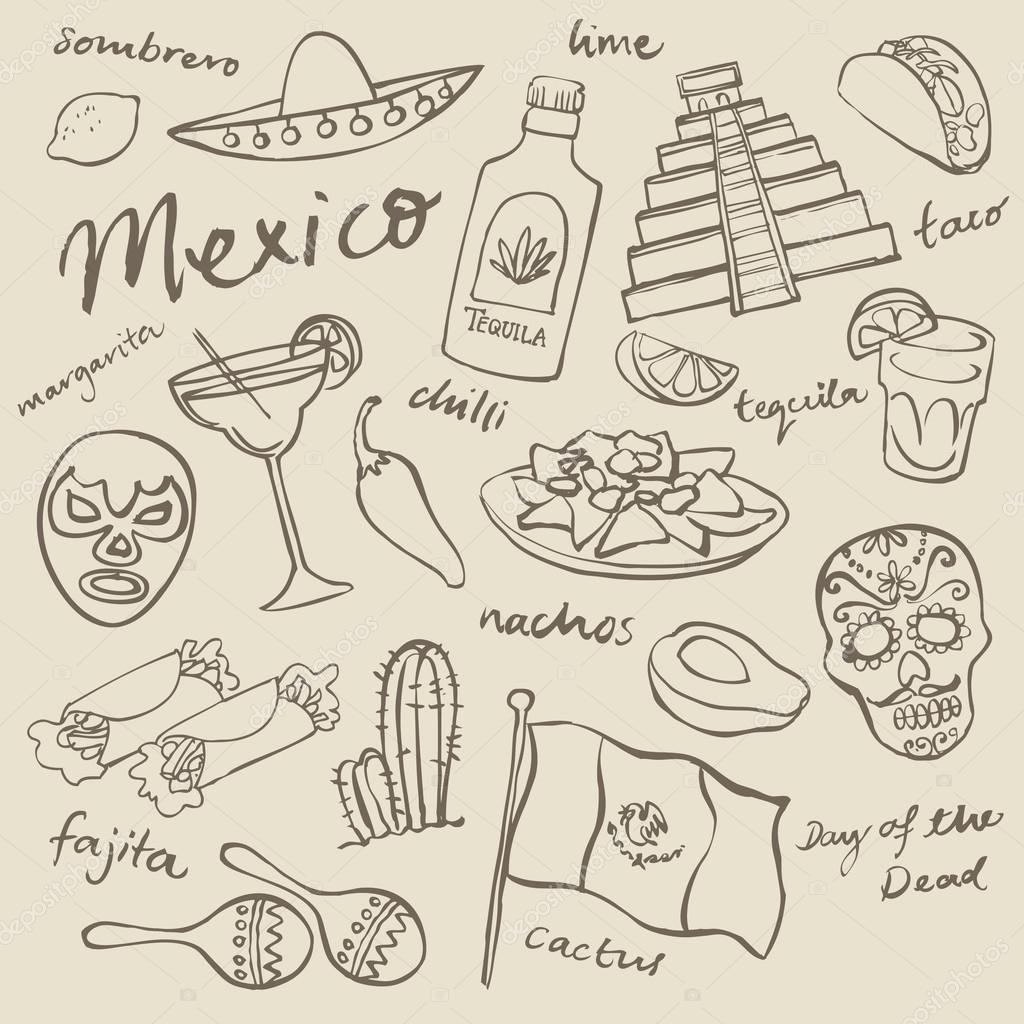 Mexico doodle icons set Stock Vector Image by ©OMW #64252371