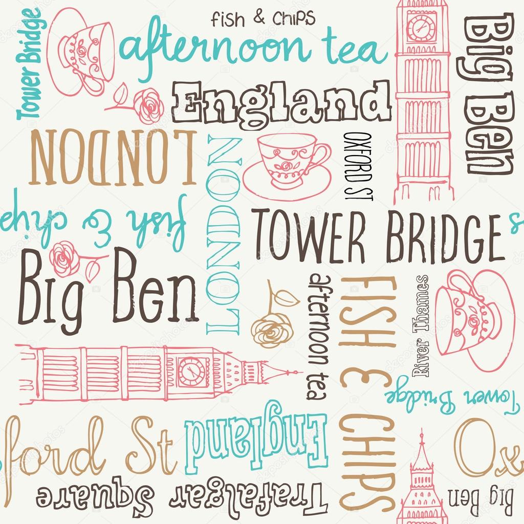 Handwritten England symbols words Stock Vector Image by ©OMW #64252493