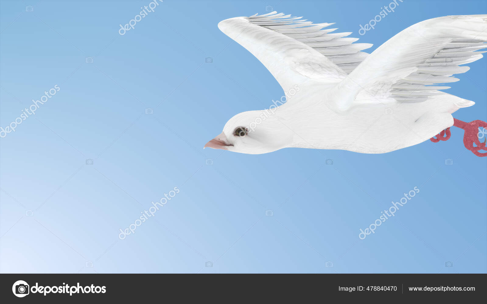 White Dove Flying Sky Render Side View Pigeon Flying Blue Stock Photo ...