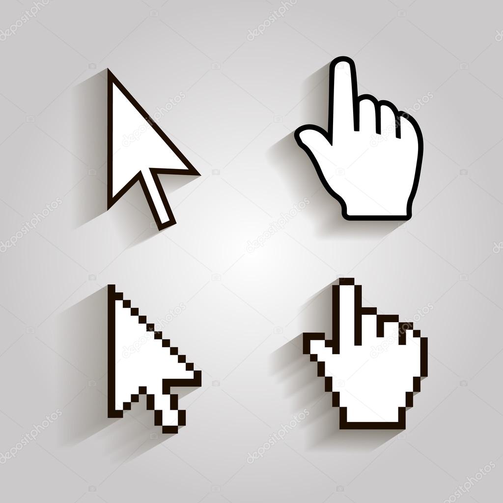 Pixel cursors icons mouse hand arrow. Illstration Stock Photo by ...