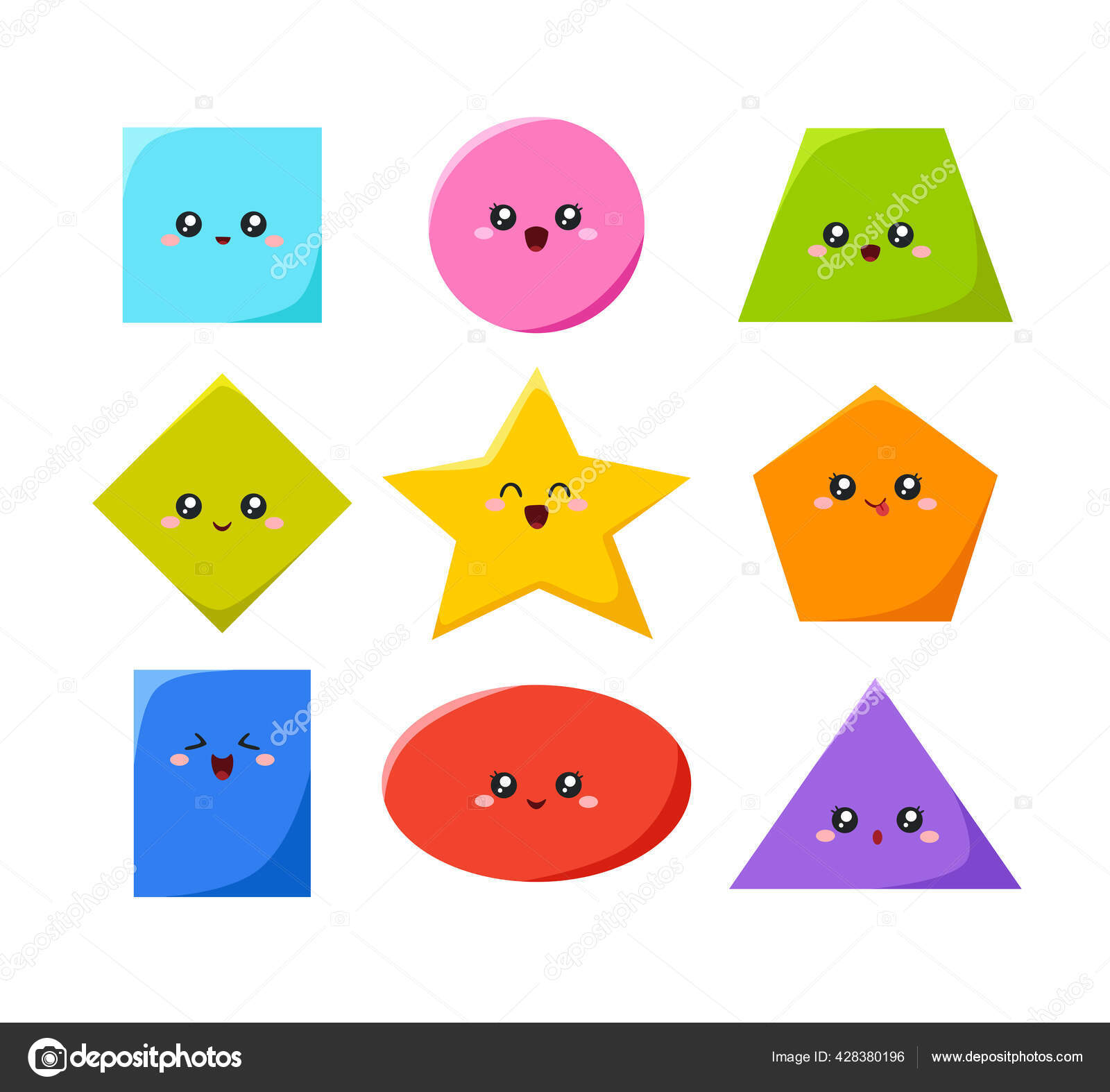 Geometric funny shapes cute kids colorful vector. Stock Vector Image by ...