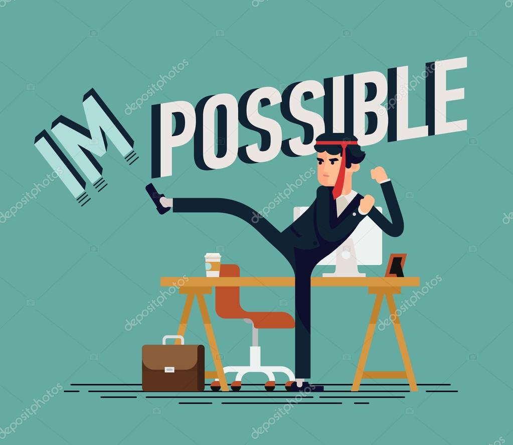Lucha de hombres de negocios - haciendo posible lo imposible Vector de ...