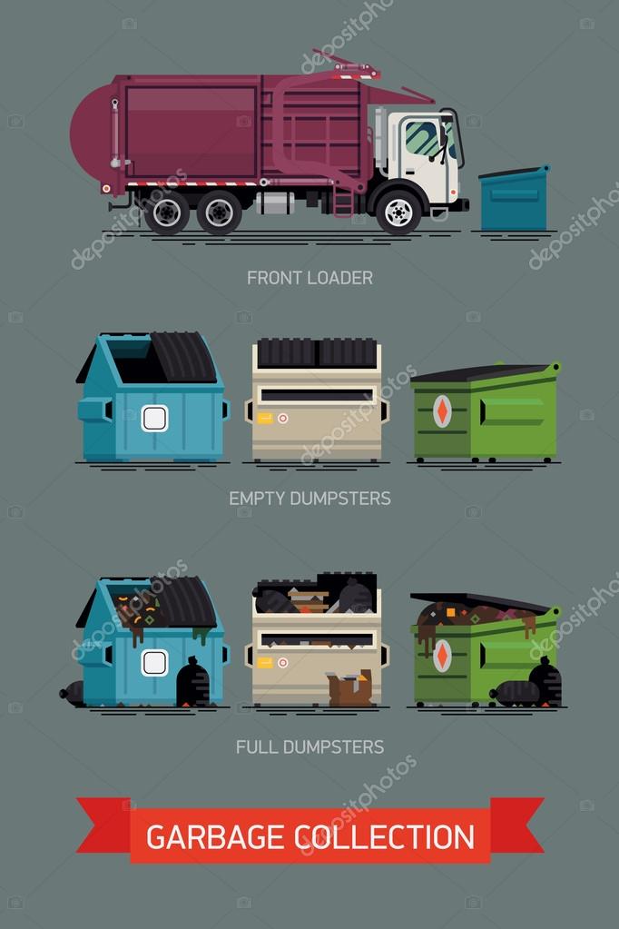 Trash truck with dumpster containers Stock Vector by ©masha_tace 102838474