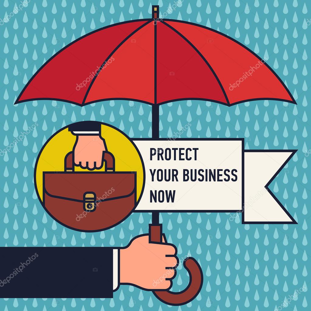 Business protection assurance with umbrella Stock Vector Image by ...