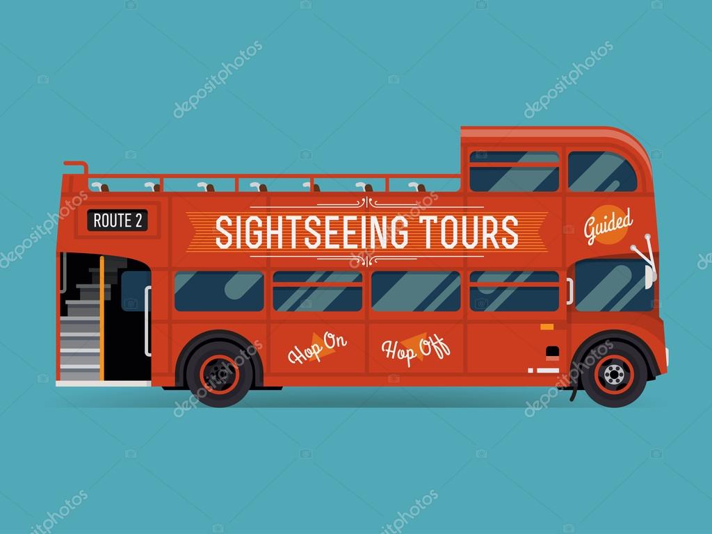 Double Decker Tour Bus Cartoon